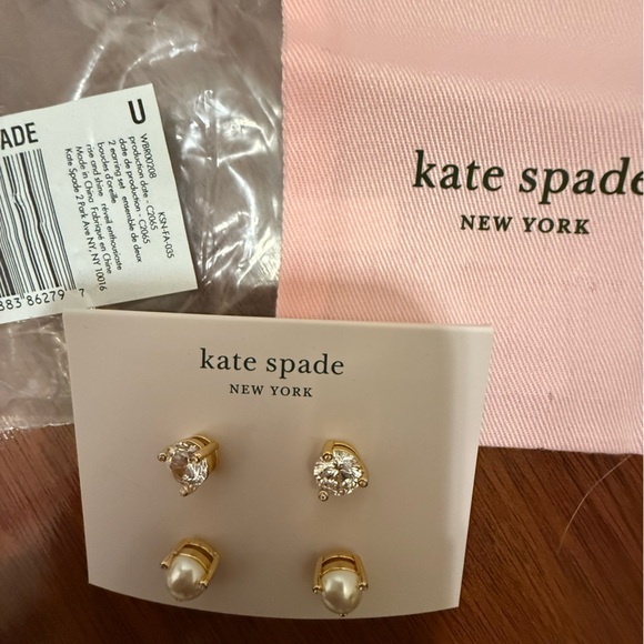 kate spade | Accessories | Kate Spade Gold Earrings Set Pearl Studs ...